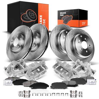 16x Front & Rear Disc Rotor & Ceramic Brake Pad + Brake Caliper for ...
