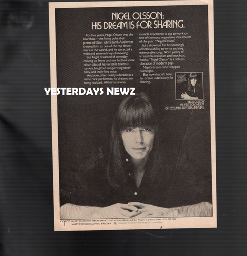 1978 Print Ad for Nigel Olsson self titled LP | eBay