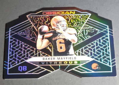 2019 PANINI OBSIDIAN #V-9 BAKER MAYFIELD YELLOW VITREOUS DIE CUTSN#/50 ...