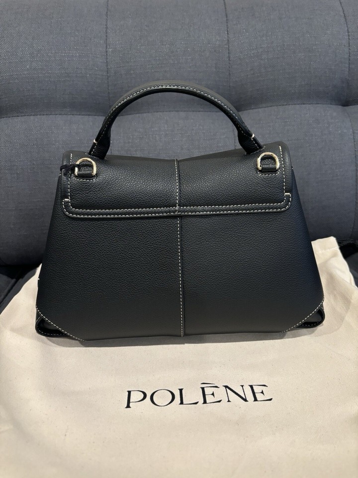 New Authentic POLÈNE Mokki Edition Textured Black Leather Handbag Made ...