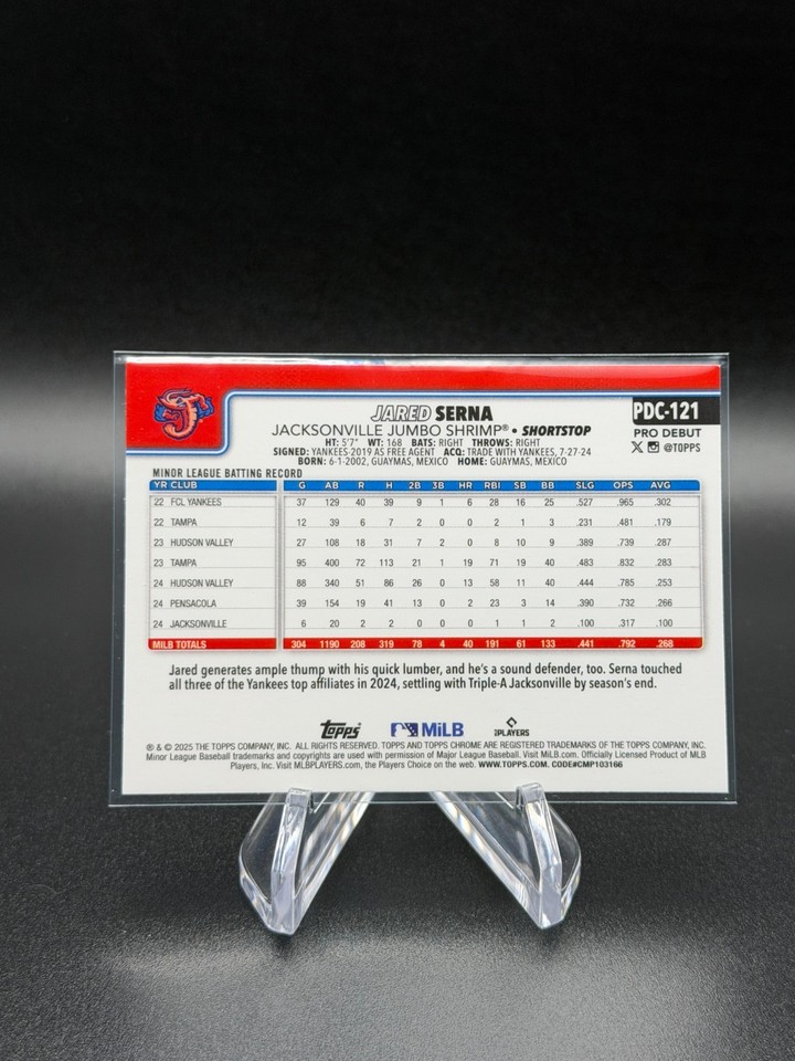2025 Topps Pro Debut #PDC-121 Jared Serna Chrome Purple Refractor /125 ...