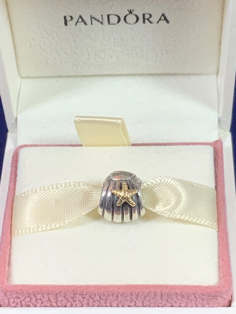 Pandora Sterling Silver 14K Gold Sea Shell Charm 7902… - Gem