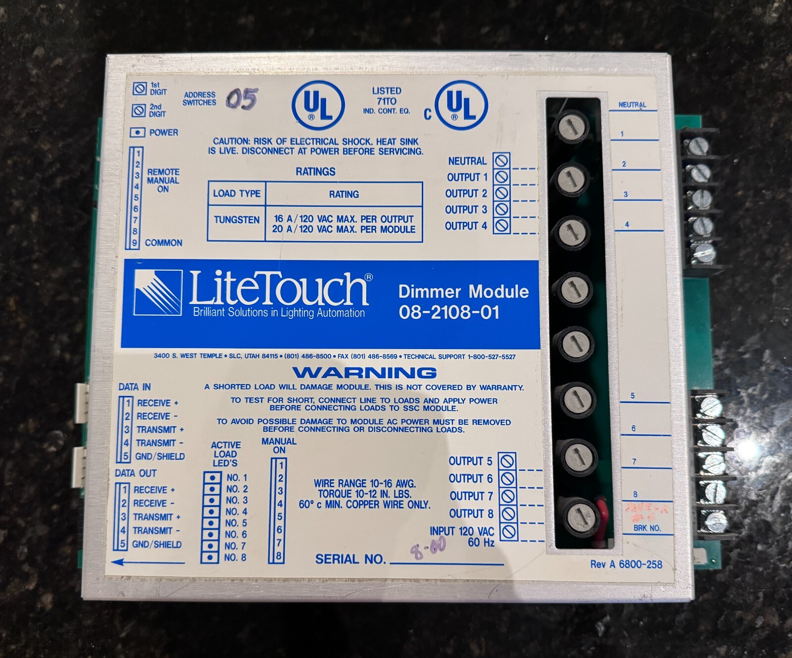 LiteTouch/ Savant 8 Channel Dimmer Module 08-2108-01 with Fuses 120V | eBay