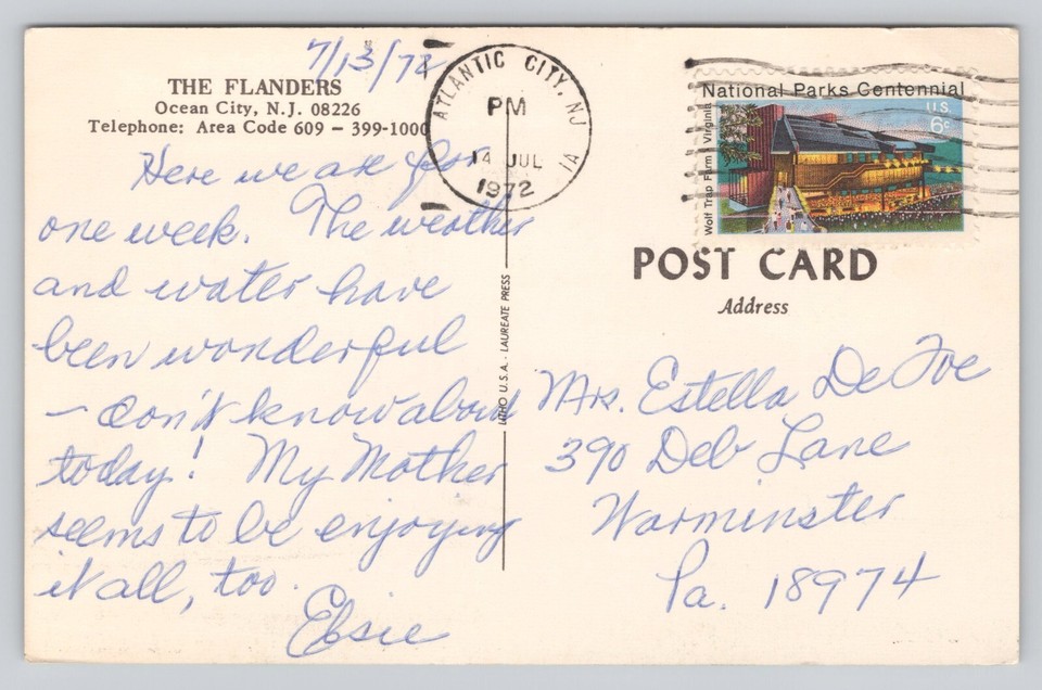 Postcard Flanders Hotel Ocean City New Jersey Aerial View Boardwalk ...