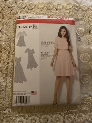 Simplicity 8047 AMAZING FIT Princess Dress w Popover Overbodice Sz 6-14 ...