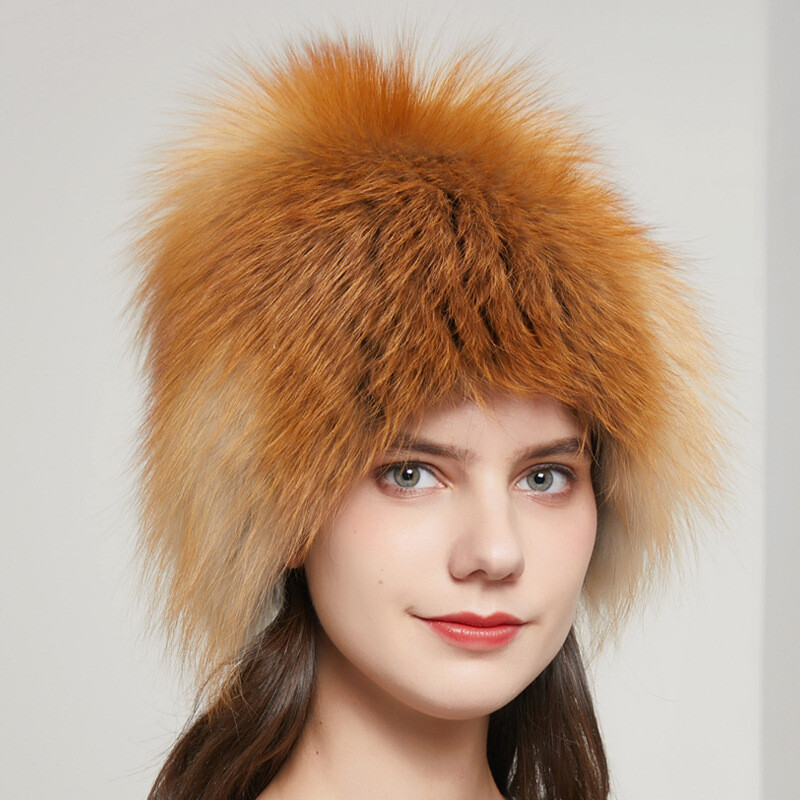 Silver/Red Fox hide Fur Shapka Winter Hats Warm Thick Fluffy Fur Caps ...