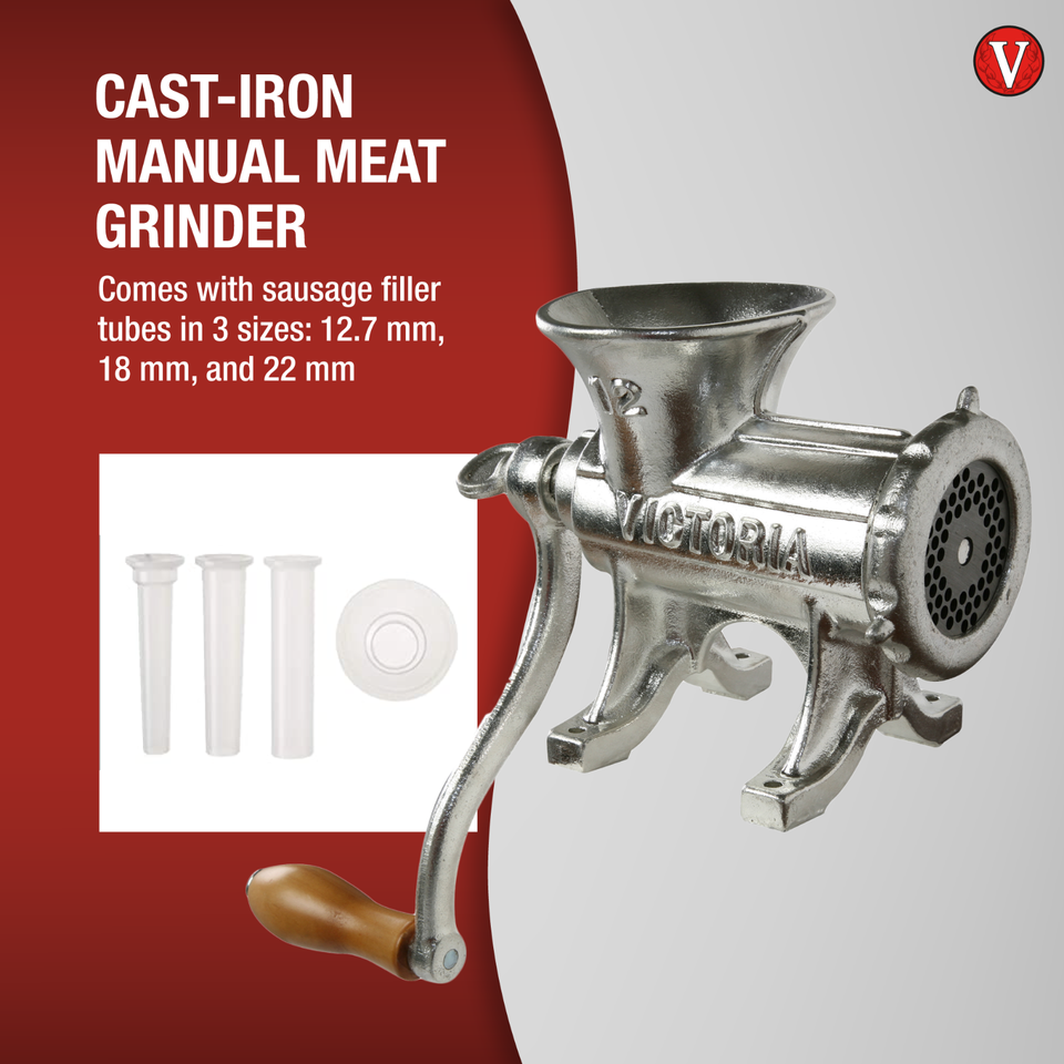 Victoria Cast Iron Meat Grinder with a Table Fixed Mount, Manual ...