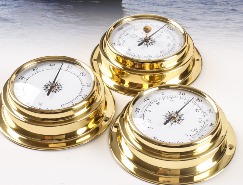 Accurate Weather Station Set 4 Pcs Brass Barometer Thermometer Clock | eBay