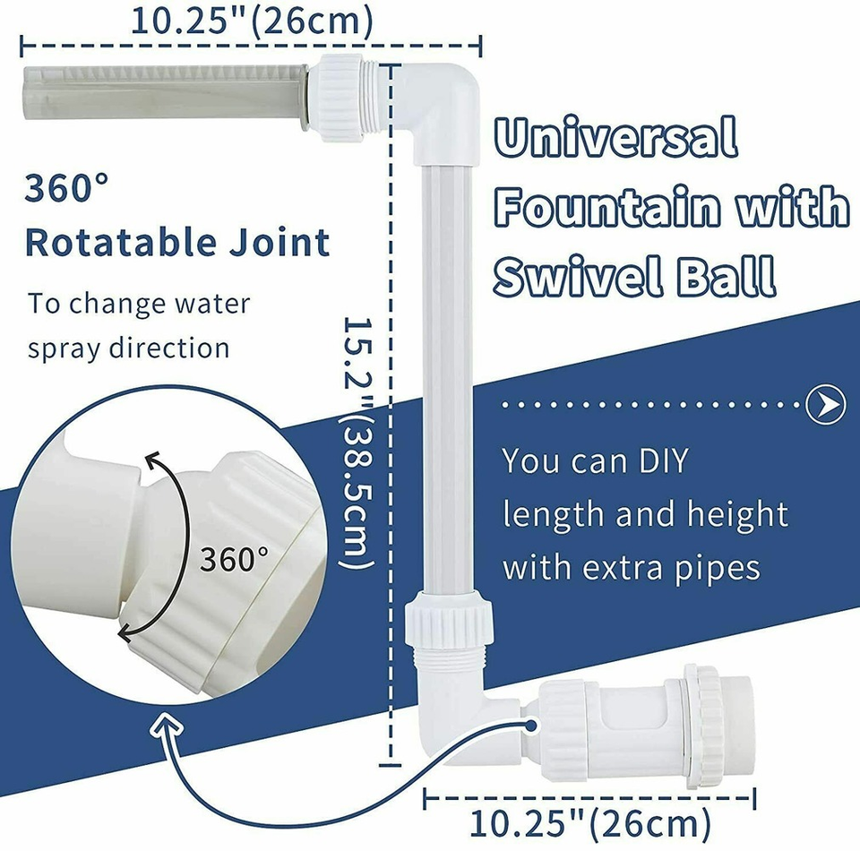 For Intex Pool Waterfall Fountain Spray In/Above Ground with 360 ...