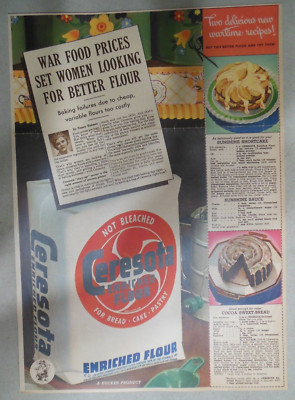 Ceresota Flour Ad: Cocoa Sweet-Bread ! Recipe from 1939 Size 11 x 15 ...