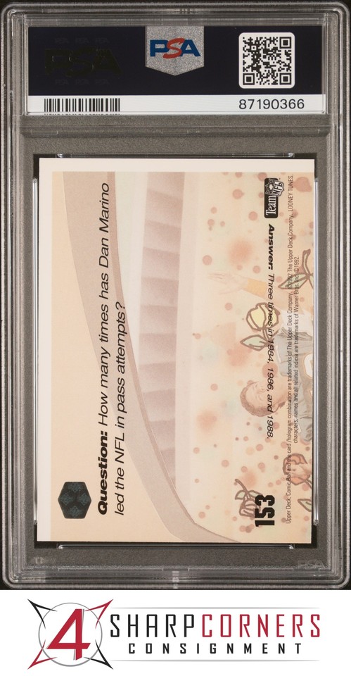 1992 UD COMIC BALL 4 #153 DAN MARINO HOPPIN' HALF TIME POP 4 PSA 10 ...