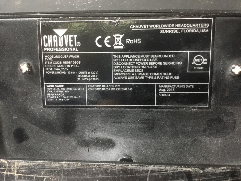 Chauvet R1 Wash Rogue LED Moving Head Wash Light. Ref 08:25 | eBay UK