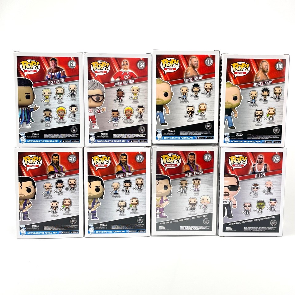Funko Pop WWE Rocky Maivia Johnny Knoxville Brock Lesnar Razor Ramon ...