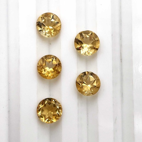Natural Citrine Round Cut Loose Gemstone Lot 5 Pcs 6 MM 4 CT For ...