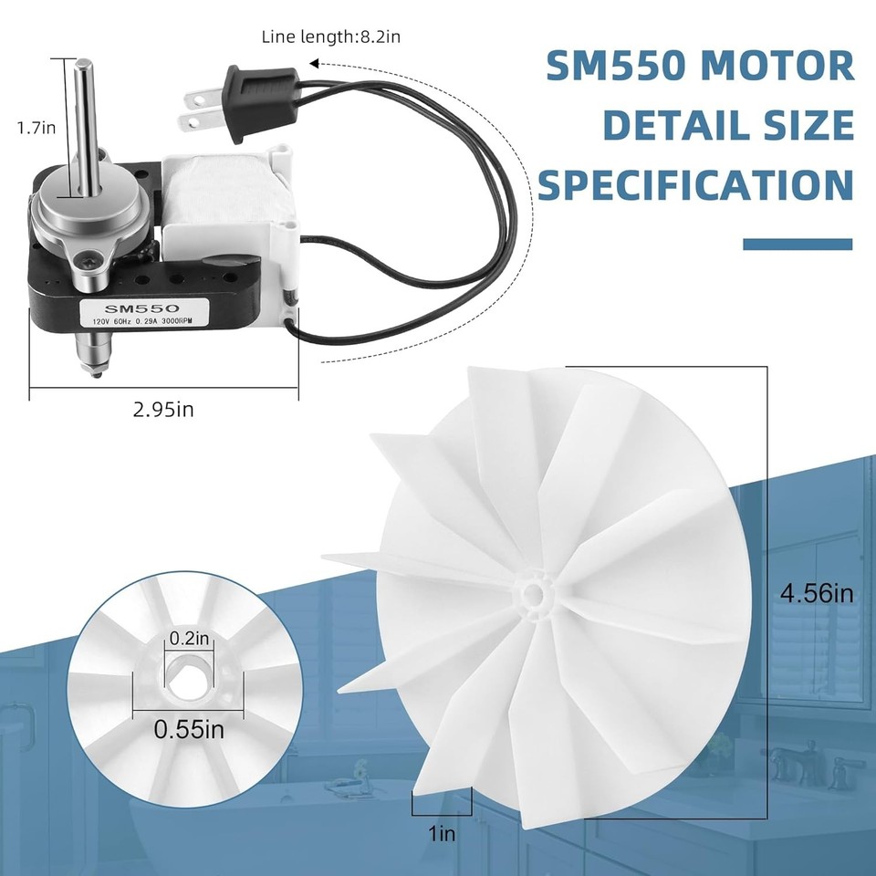 Bathroom Fan Motor For Nautilus N655 N679 N671 Broan 655 657 658 679A ...