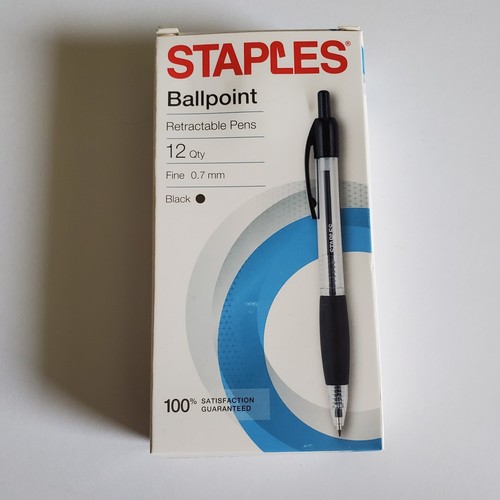 Staples Ballpoint Retractable Pens - Fine Point - Black Ink | eBay