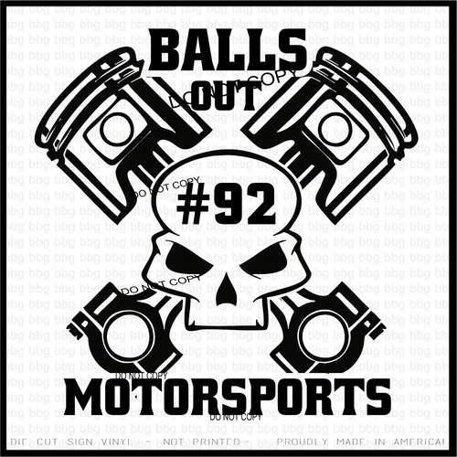 Motorsports Sticker Decal Team Name+ Number Skull Piston Personalized ...