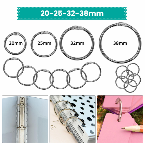 2-20pcs Metal Silver Binding Clips Loose Leaf Rings Book Binder Album ...