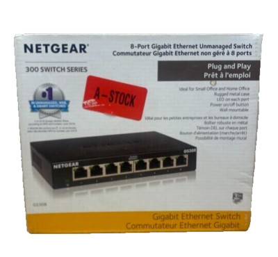 NETGEAR GS308-300PAS GS308 8 Gigabit Port Unmanaged Ethernet Switch ...
