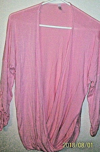 womens size L top salmon light color weight 3 /4 sleeves bat wingstra ...