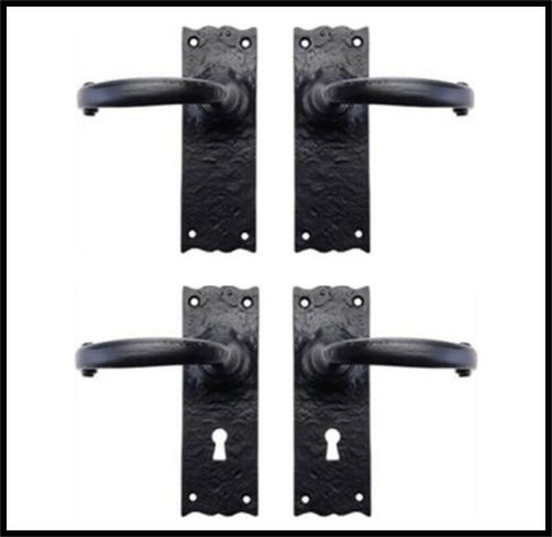 Cast Iron Black Antique Plain Lever on Latch or Lock Backplate Door ...