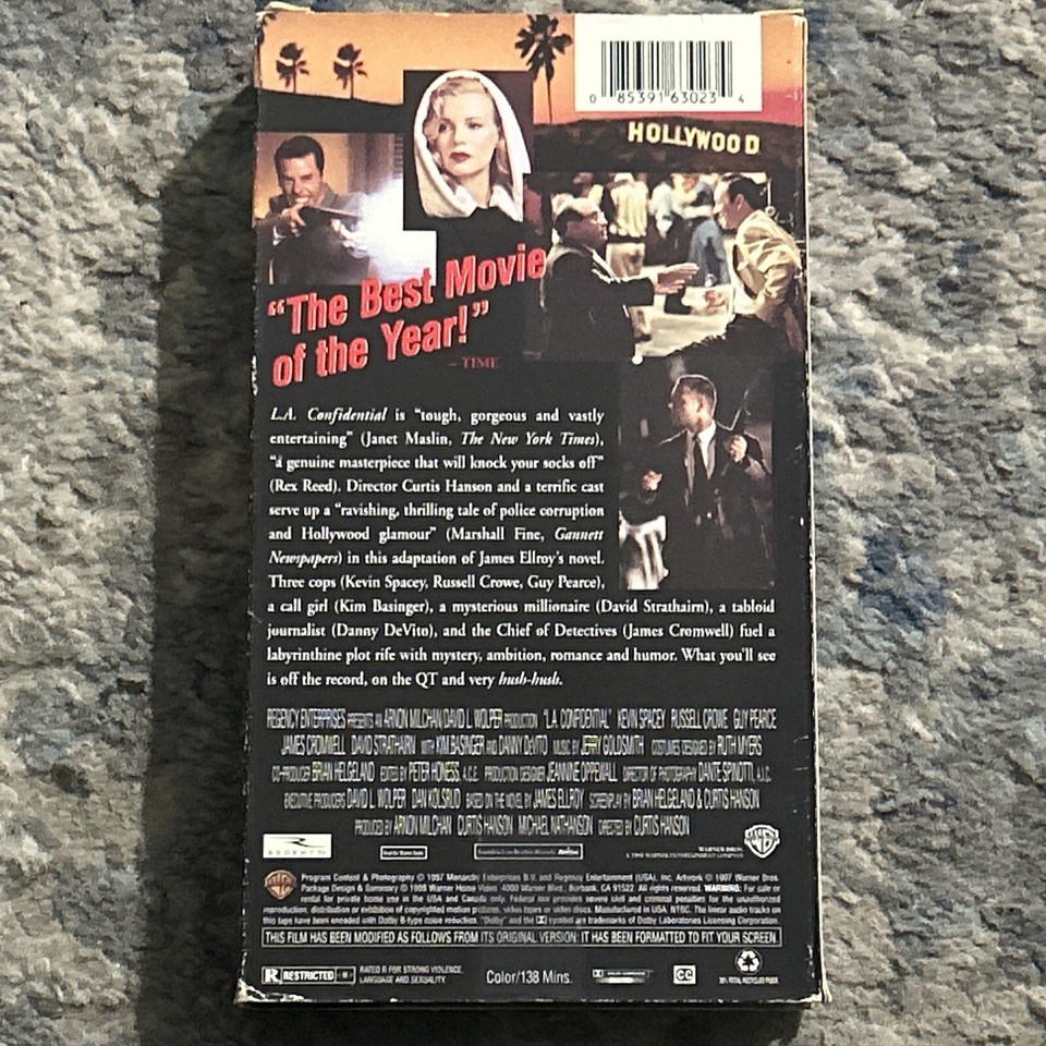 L.A. Confidential VHS Kevin Spacey Russell Crowe Kim Basinger 1997 | eBay
