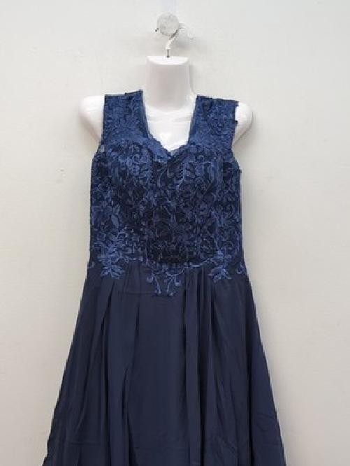 Bridesmaid Lace Bodice Sleeveless Formal Prom Gown Dress Size 12 Navy ...