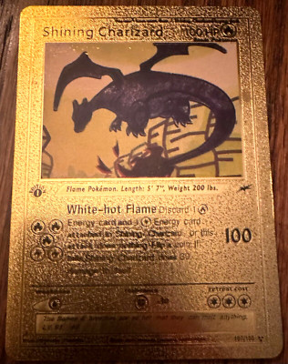 Shining Charizard 107/105 Gold Foil Pokemon Card First Edition 1995 ...