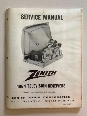 ZENITH SERVICE MANUAL 1964 TELEVISION RECEIVERS TV-31 | eBay