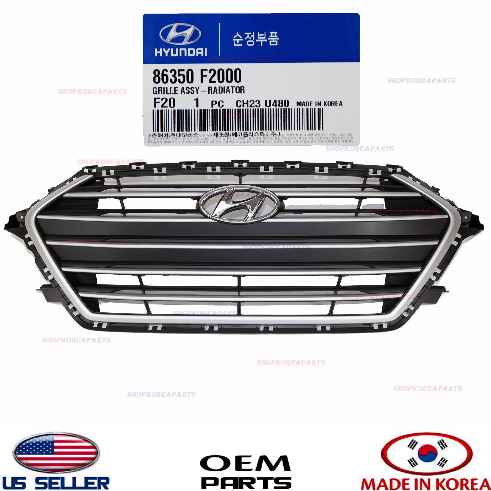 2017-18 Hyundai Elantra Sedan Front Exterior 86350F2000 Grille OEM for ...
