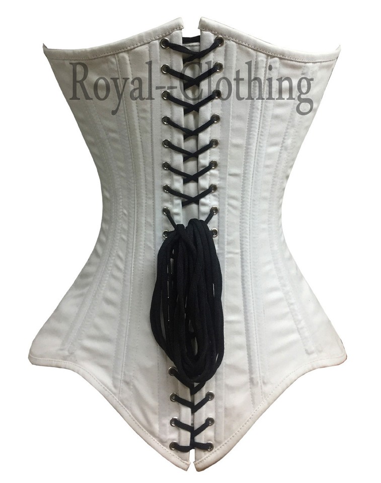 Heavy Duty Double Steel Boned Long Line Overbust waist Trainer Cotton ...