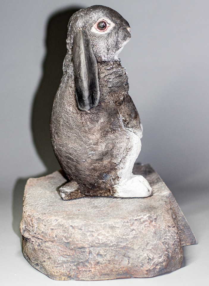 Black Lop Eared Rabbit Cremation Urn Pet Memorial Stone Statue Bunny ...