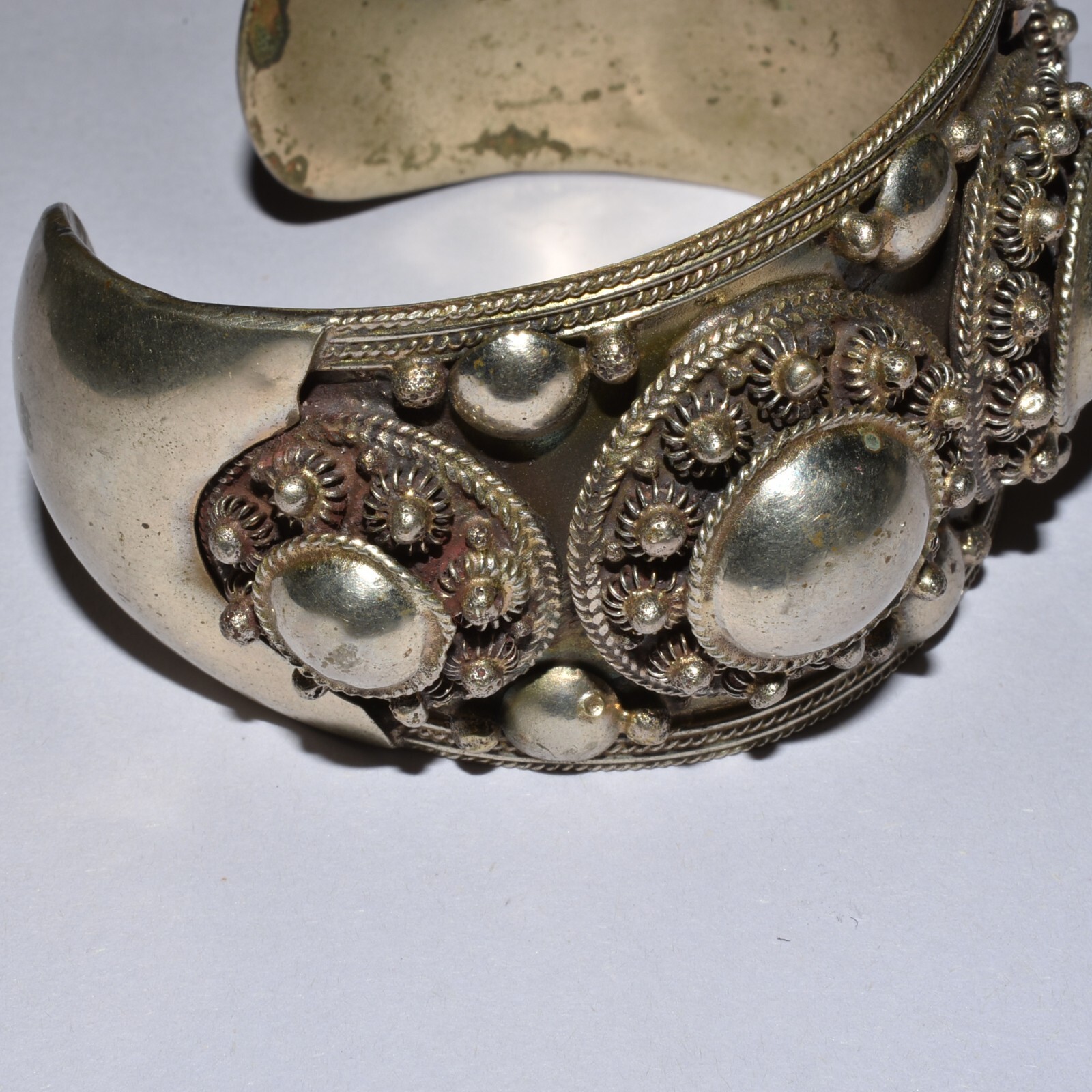 Vintage Siam Sterling Silver Ornate Wide Cuff Bracele… - Gem