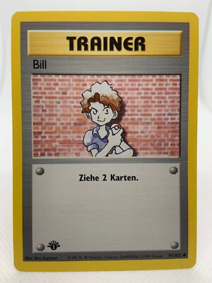 TRAINER BILL GERMAN BASE SET 1ST EDITION POKEMON CARD 91/102 | eBay