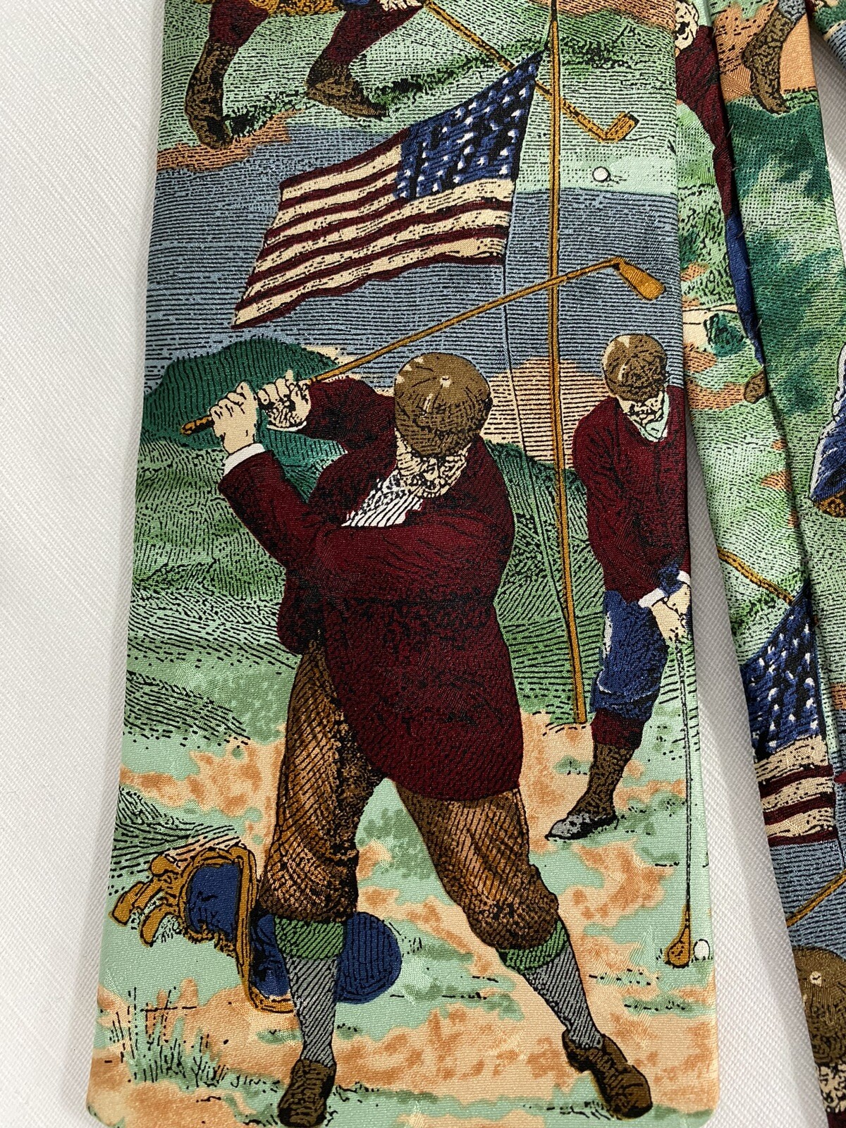 VTG Tango by Max Raab 100% Silk Made in USA Golf Print Necktie 56” x 4 ...