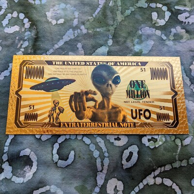 24k Gold Foil Plated UFO Alien Collectible Banknote. Mint! | eBay