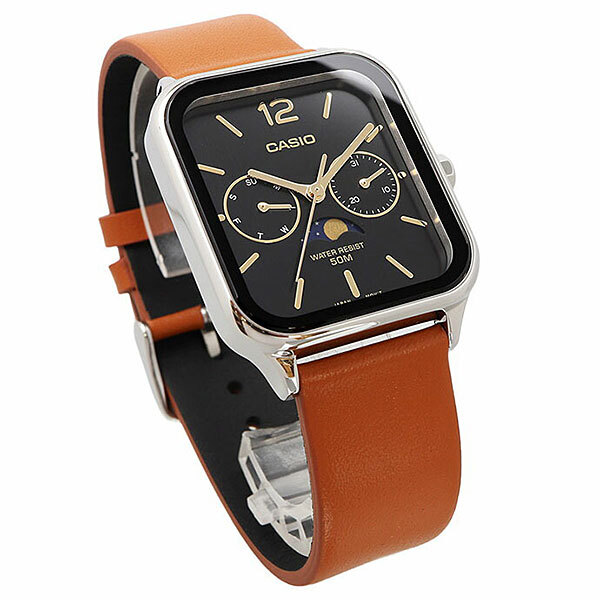 Casio Analog MTP-M305L-1AV Moonphase Quartz Men's Watch Genuine Leather ...