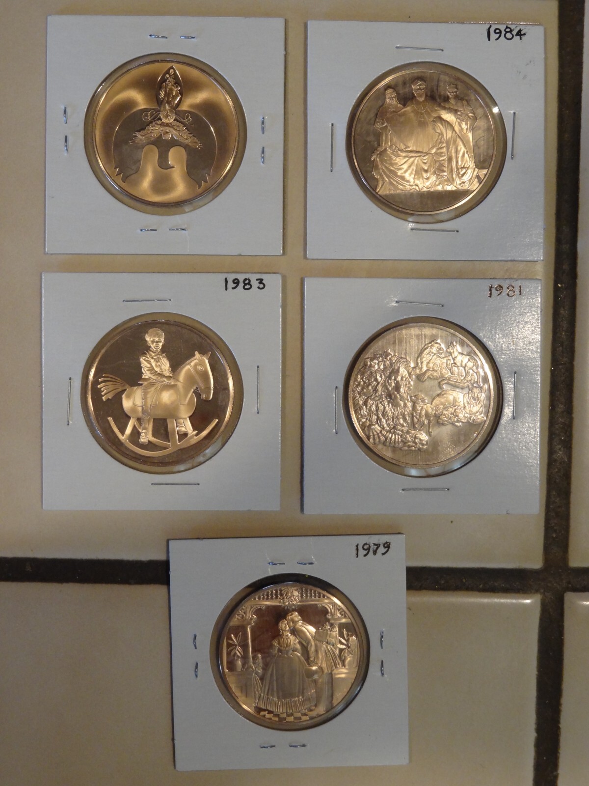 5 Religious type coins, medals tokens Gold tone variety | eBay