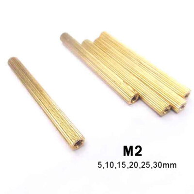 Knurled Brass M2 Threaded Sleeve Rod Bar Stud Round Connector Nut Long ...
