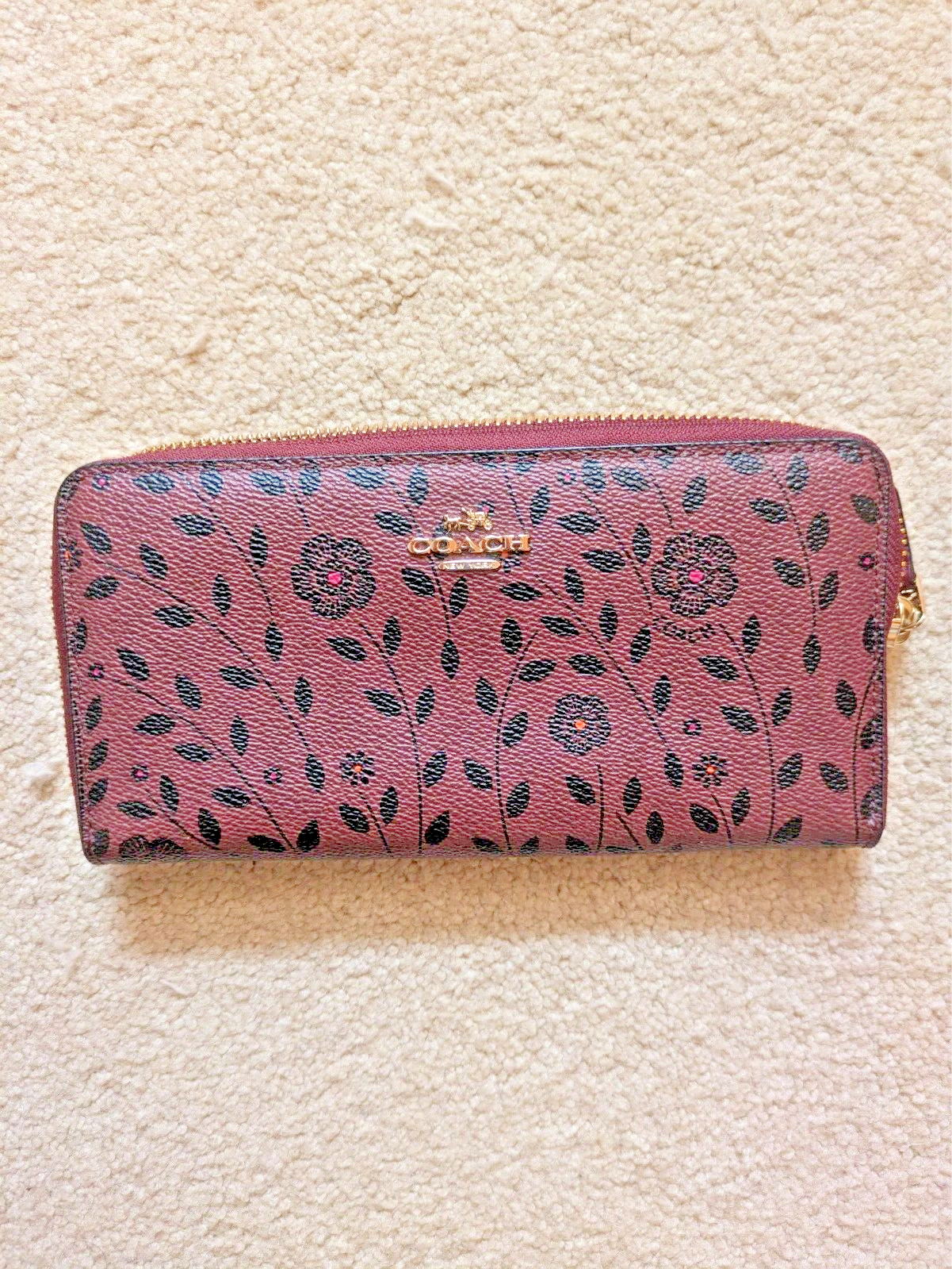 Coach Edie 31 Willow Tea Rose Rivets Burgundy Shoulder Bag and Wallet ...