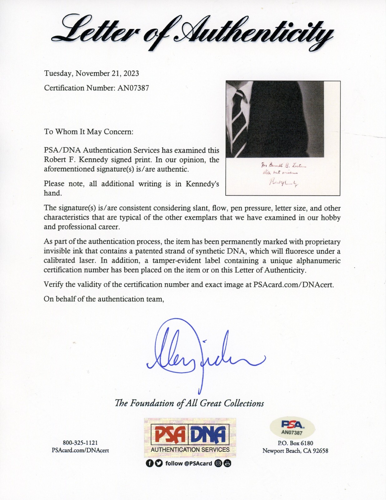 Robert F. Kennedy ~ Signed Autographed Oversized Photograph RFK John ...