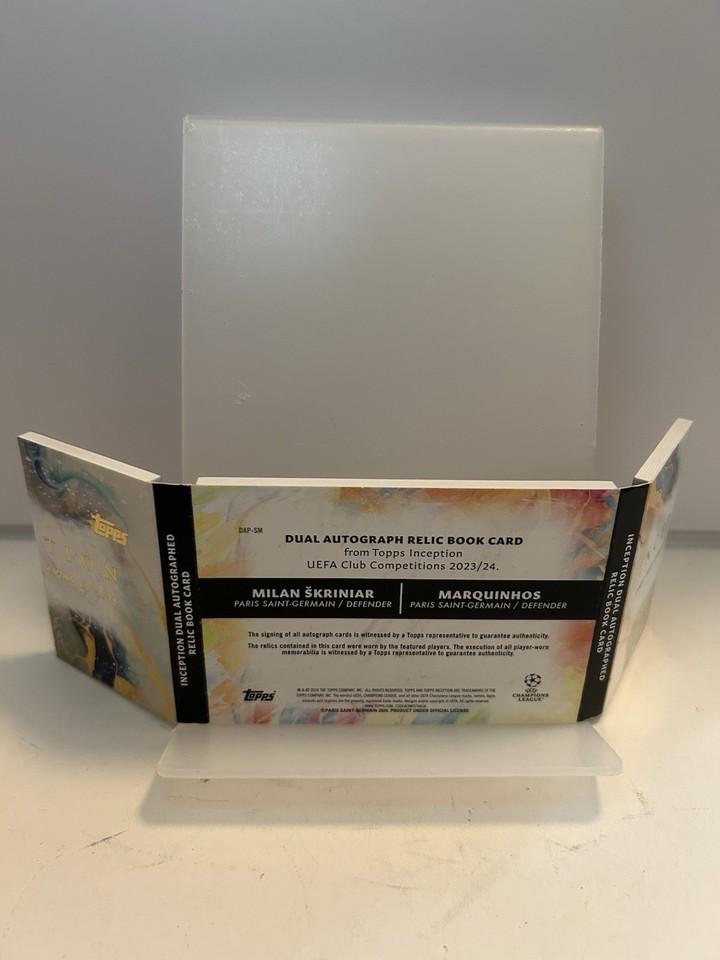 Topps Inception 2023/24 Dual Autograph Relic Book Skriniar & Marquinhos ...