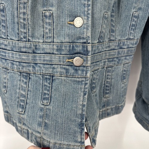 Loft Jean Jacket Womens 6 Blue Denim Fitted Button Up Cropped Ann ...