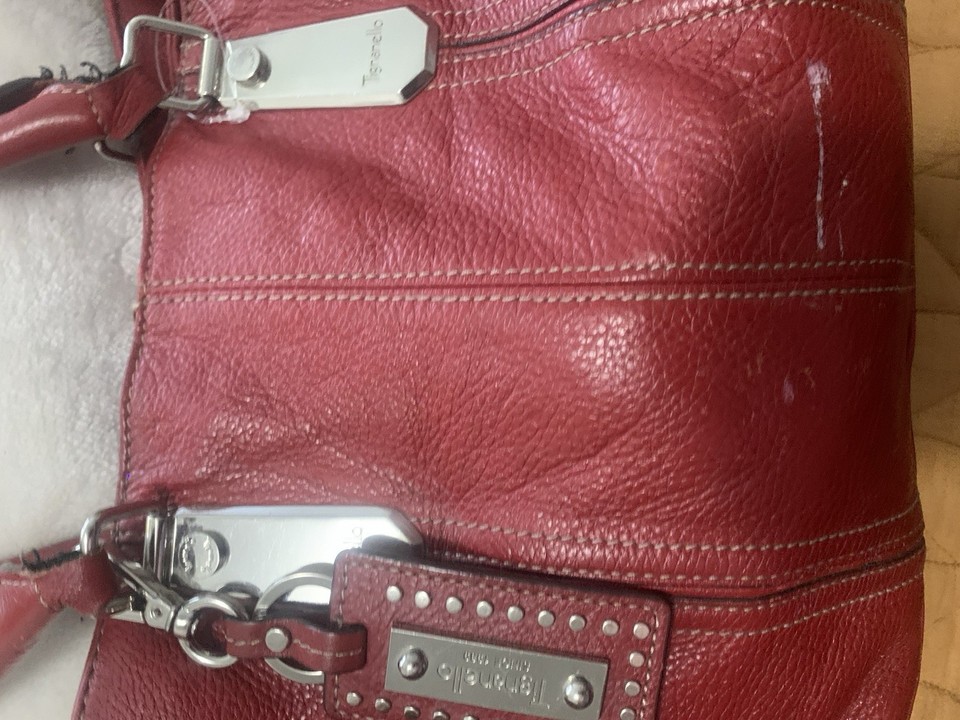 Tignanello Red "Perfect 10" Studded Handbag / Purse Genuine Leather | eBay