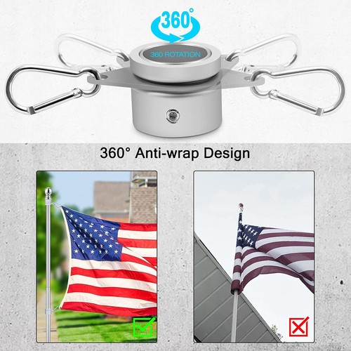 Flag Pole Rings, Aluminum Alloy Flagpole 1 Inch -Pack of 2, Matte ...