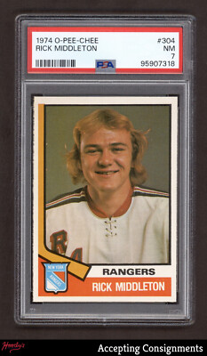 1974-75 O-Pee-Chee #304 Rick Middleton ROOKIE RC RANGERS PSA 7 NM | eBay