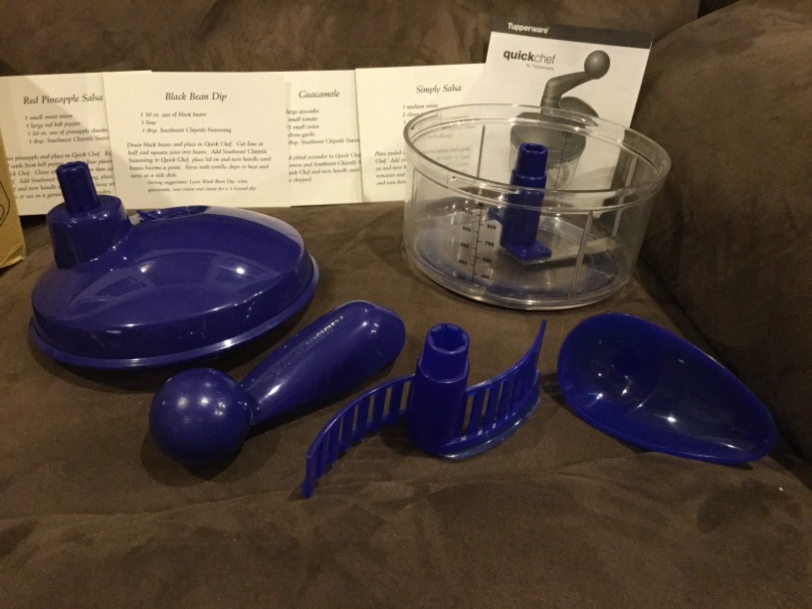 Tupperware Blue Quick Chef Food Processor Chopper Spin Blend Whisk Mix ...
