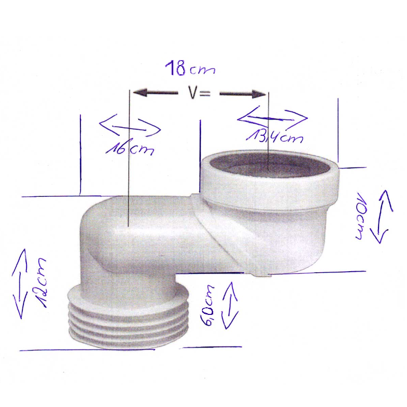 WC Versprungbogen DN110 x 180mm WC Versatz Toiletten Anschluss Stand WC ...