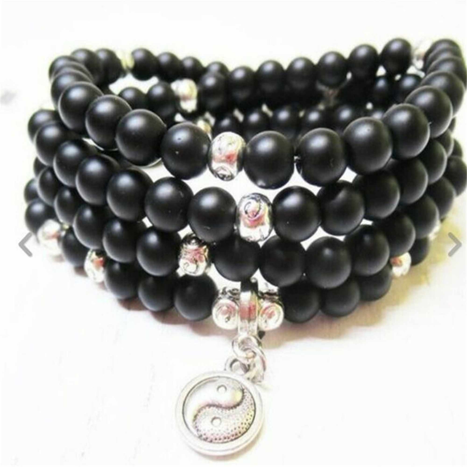 6mm Obsidian Bracelet 108 Beads Buddha Men's Reiki Lucky Mala | eBay