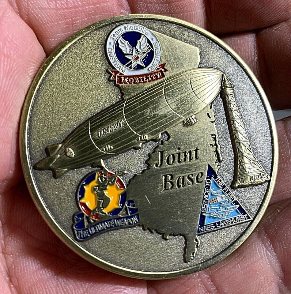 US Navy NAES JOINT BASE MCGUIRE DIX LAKEHURST 2" Large CHALLENGE COIN ...